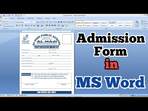 how to make admission form in ms word || admission form kaise banaye ms ...