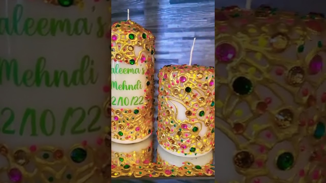 Multicoloured candle set,Mehndi candles,Henna candles,Shaadi,Indian ...