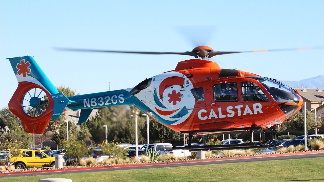 CALSTAR EC-135p2+ | Take off At Palmdale Medical Center - YouTube