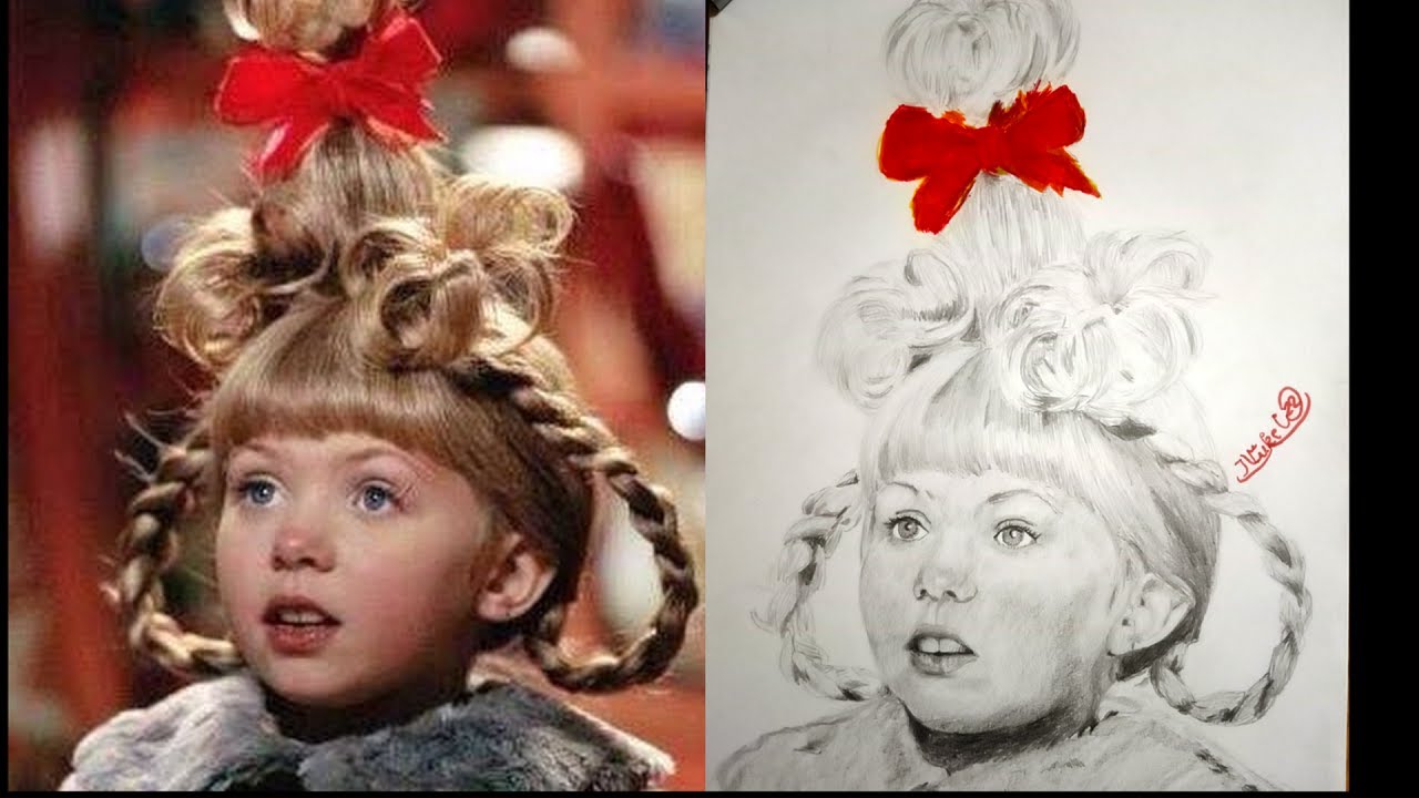 Cindy Lou Who From Grinch 2000 | Pencil Portrait Time-Lapse - YouTube