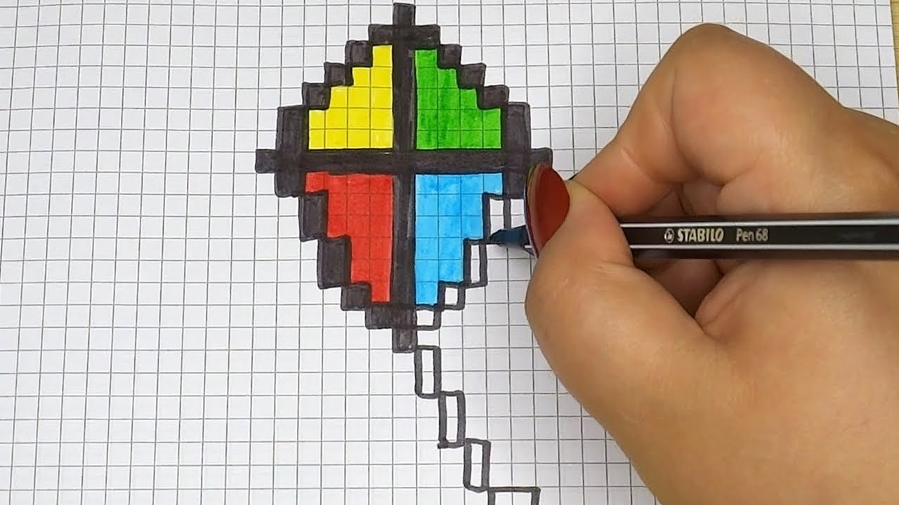 DIY Handmade Drawing Pixel Art | How to draw a cute Kite | Kawaii Easy ...