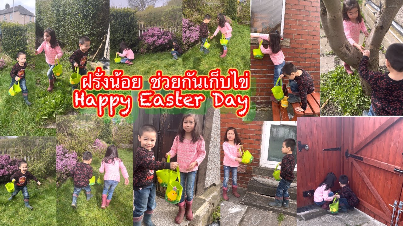 Happy Easter Day ความสุขของฝรั่งน้อย พี่น้องช่วยกันเก็บไข่ จะเก็บได้เยอะมั๊ย แล้วจะแย่งกันหรือ ...
