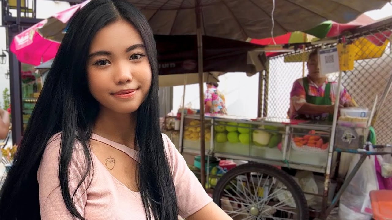 Beautiful Burmese Girl Finds Street Food Go It