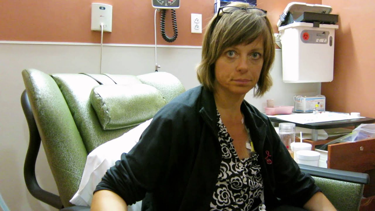 Breast cancer: Amy's first chemotherapy treatment - YouTube