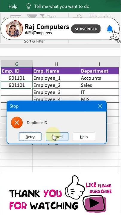Duplicate Validation in excel |Raj Computers | Raj sir #shorts #duplicatevalidation #exceltricks ...