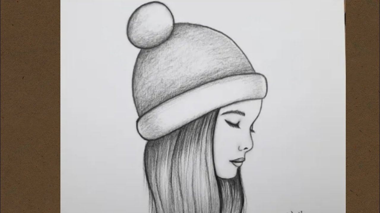 How to draw a girl wearing a beret step by step ,Drawing hobby pencil ...