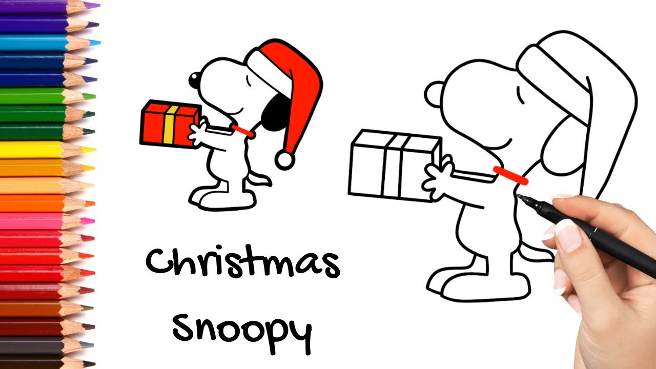 How to draw Snoopy Christmas present - YouTube