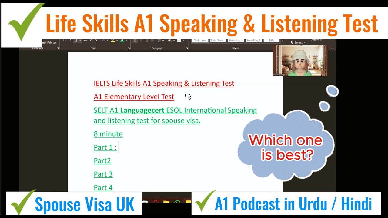 Languagecert A1 Spouse Visa Test||Speaking & Listening|| Full Mock Test ...