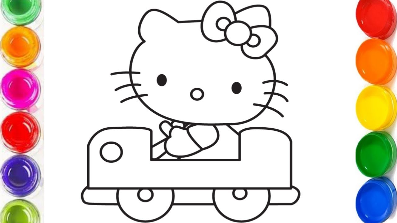 Kitty cartoon drawing for Kids*Kitty Painting, Colouring for Toodlers ...