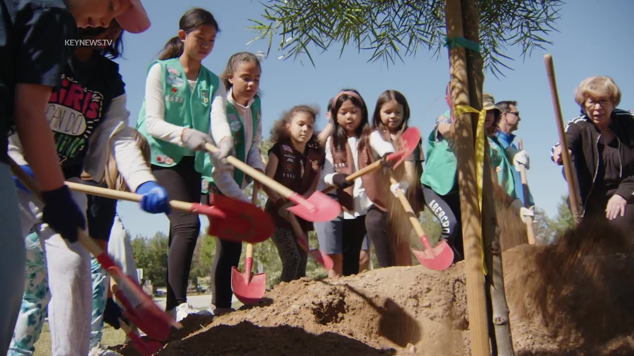 Santa Clarita Girl Scouts Plant Tree For Earth Arbor Day - YouTube