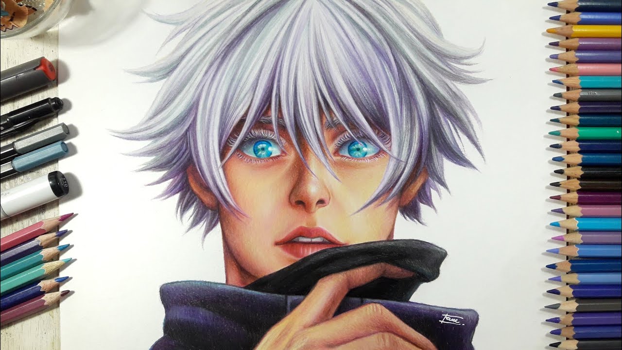 Drawing Gojo Satoru (Jujutsu Kaisen) | Fame Art - YouTube