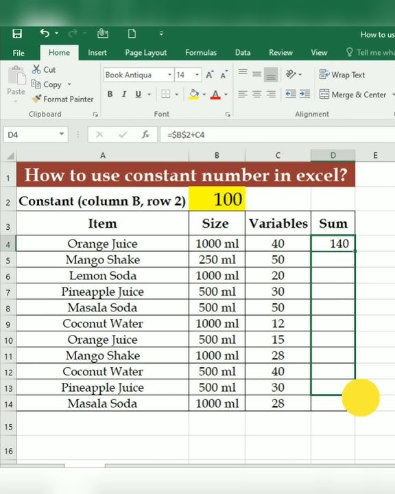 How to use constant number in excel - YouTube