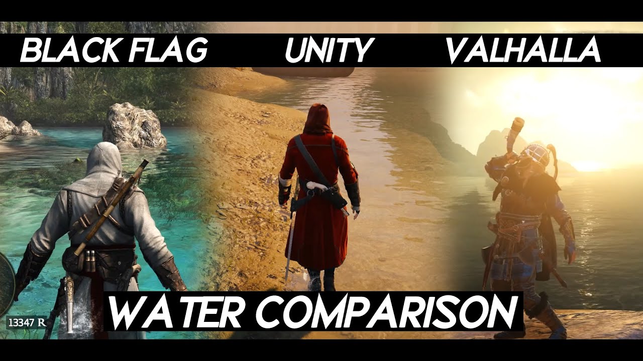 AC Valhalla "WATER GRAPHICS" Comparison VS AC Black Flag VS AC Unity ...