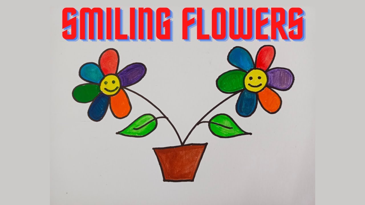 Beautiful Smiling flowers | How to draw smiling flowers for kids ...