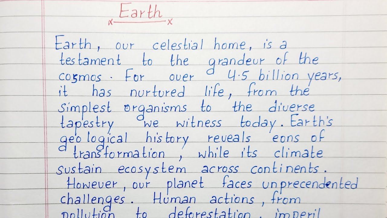 Write a short essay on Earth | English - YouTube