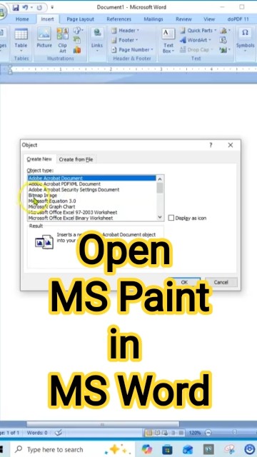 How to open MS Paint in MS Word #shorts - YouTube