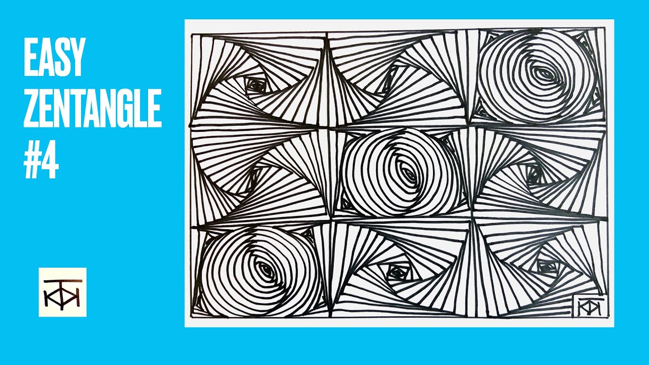 EASY and SATISFYING Zentangle #4 - relaxing beginner spiral optical ...