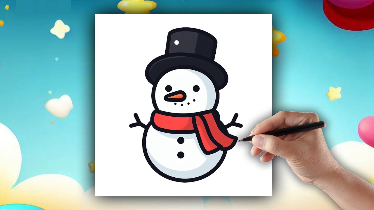 Jak narysować Bałwana - Rysowanie dla dzieci krok po kroku - YouTube