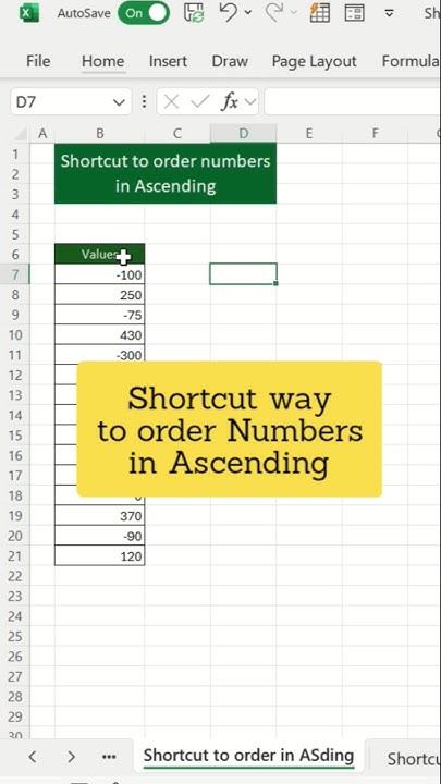 Order the numbers in Ascending order‼️ #excel #shorts @KTAnalytics ...