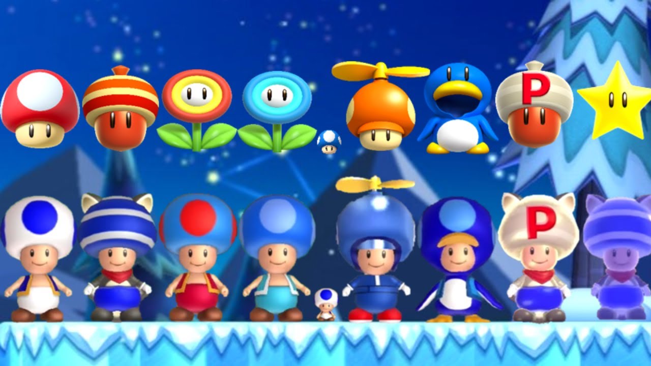 New Super Mario Bros. U Deluxe - All Blue Toad Power-Ups - YouTube