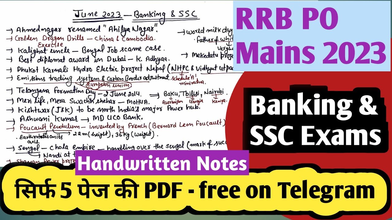 Banking Current Affairs - June 2023 Notes For RRB Po Mains exam - The ...