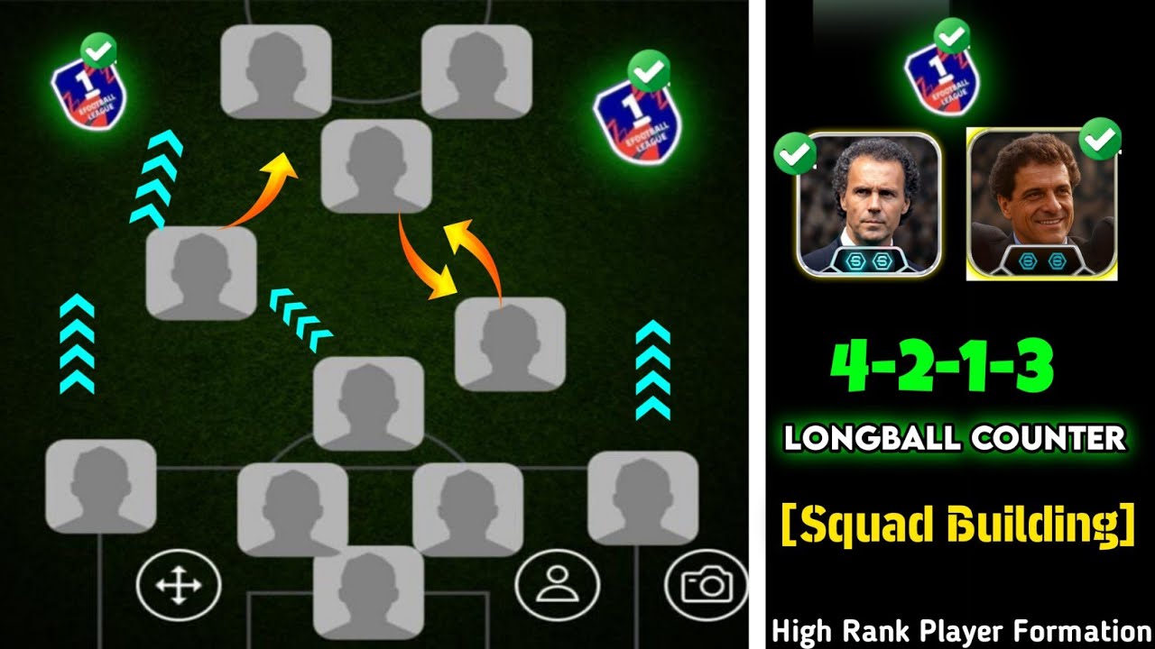 Best 4-2-1-3 Longball Counter 🔥 High Rank Formation | Squad Building ...