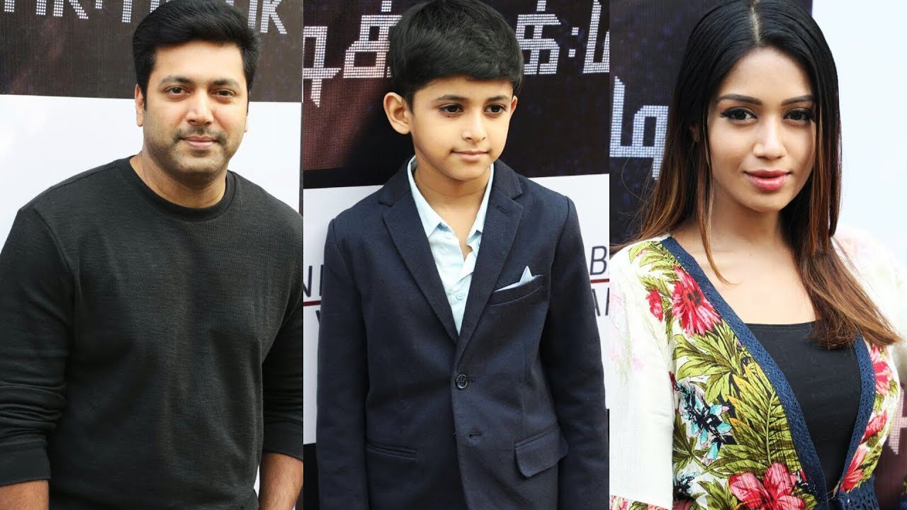 Nivetha Pethuraj ,Jayam Ravi And His Son Aarav Ravi At Tik Tik Tik ...