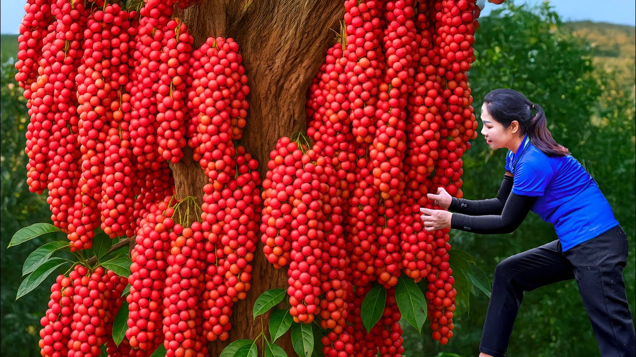 Harvesting 1000+ Red Fruits from Giant Tree & Go to Market Sell ...