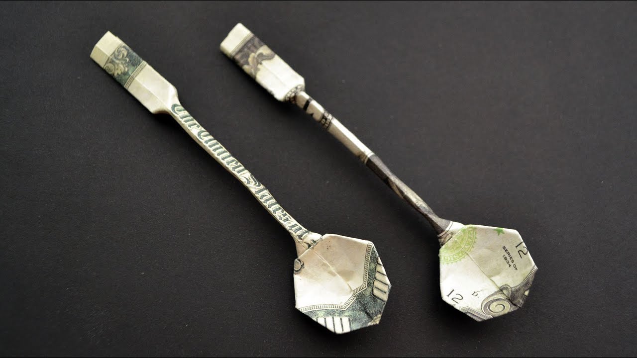 Money SPOON Origami Dollar Tableware Moneygami Tutorial DIY - YouTube