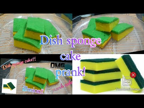 Dish sponge cake! Illusion cake to prank ur friends without oven - YouTube
