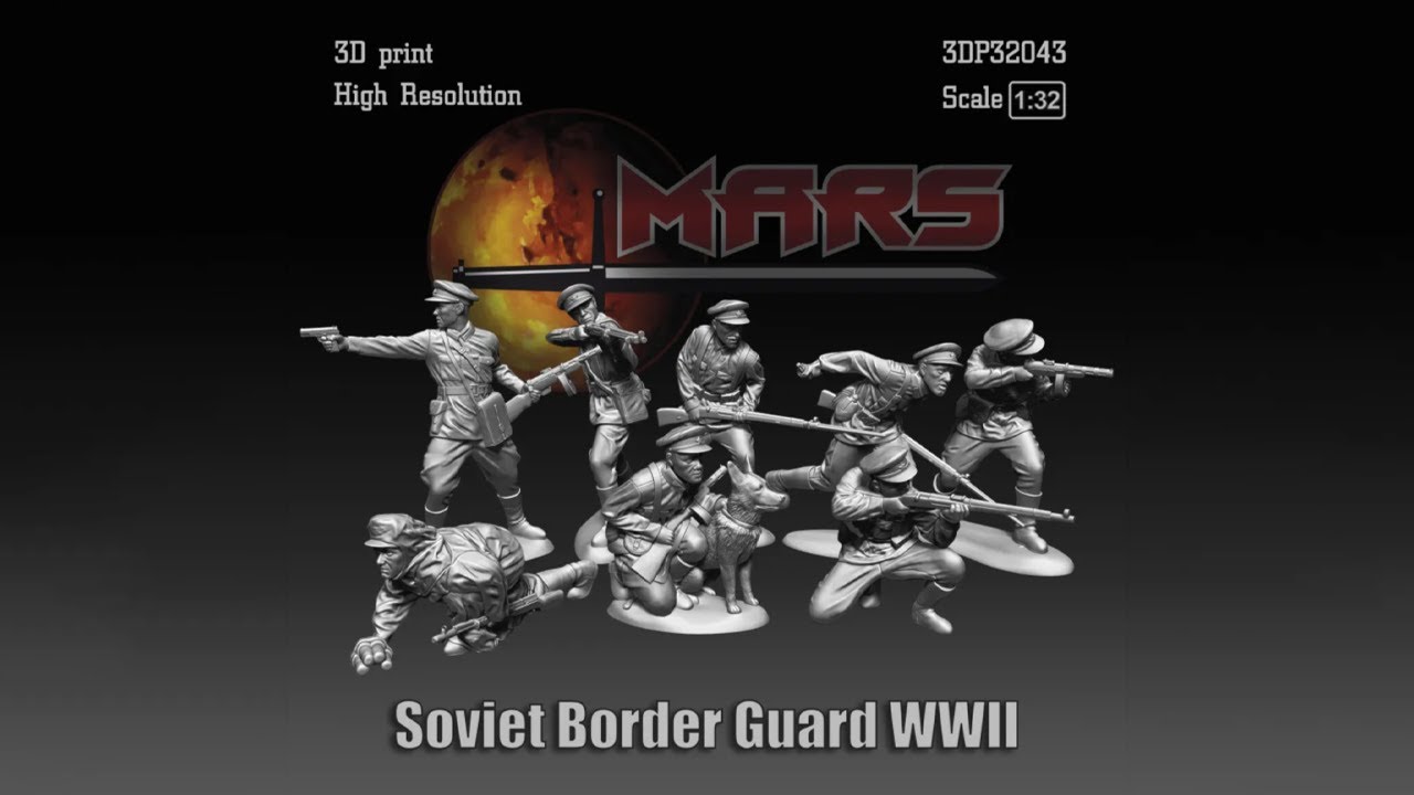 Unboxing Mars Figures 3DP32043 1/32 Soviet Border Guard WW2 8 Figures ...