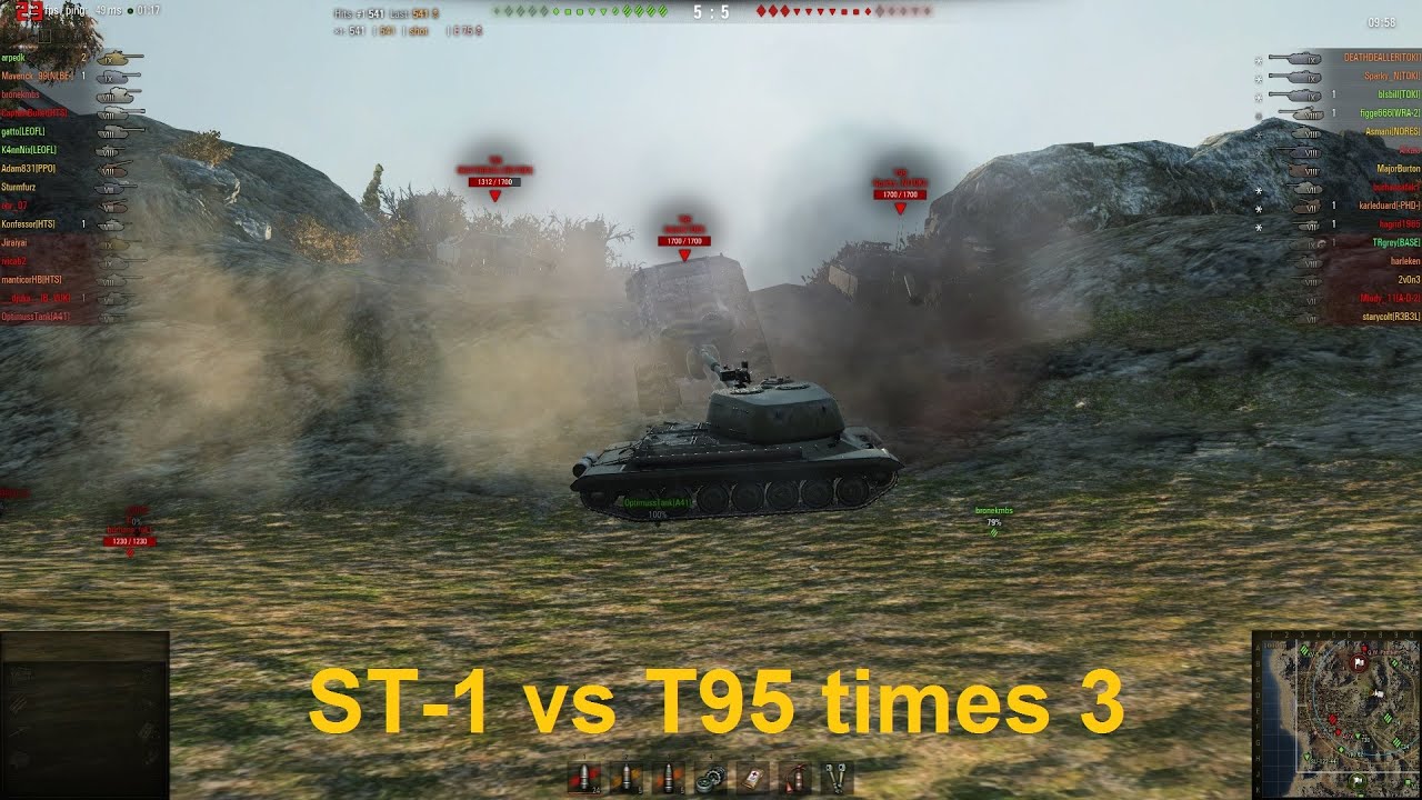 World of Tanks - My ST-1 destroyed by 3 T95's! - YouTube