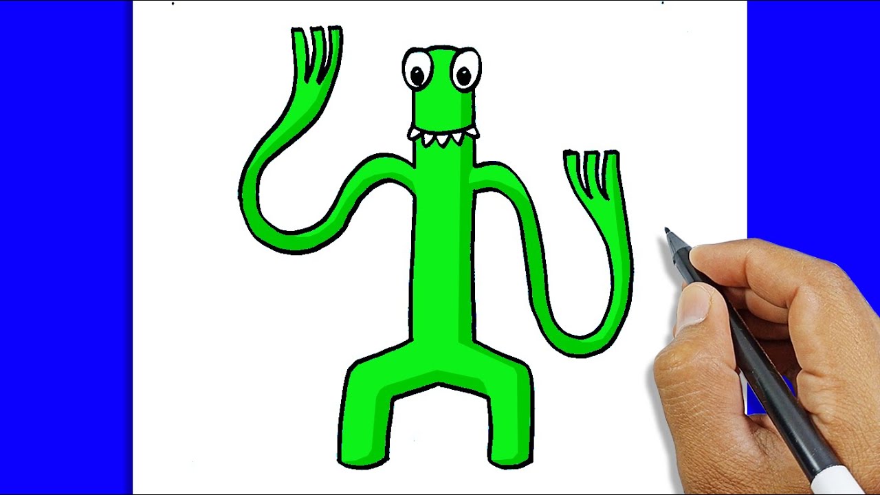 How To Draw Rainbow Friends Green Monster | Rainbow Friends Drawing ...
