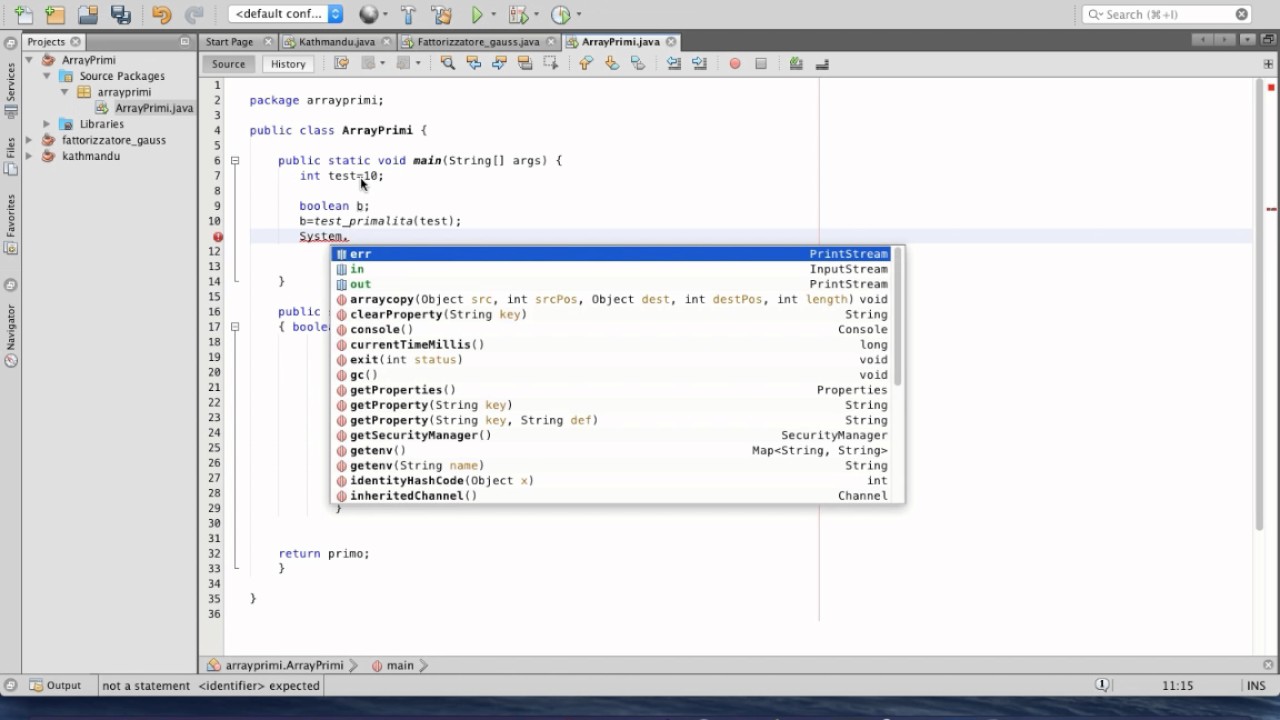 Numeri primi nell'array. - YouTube