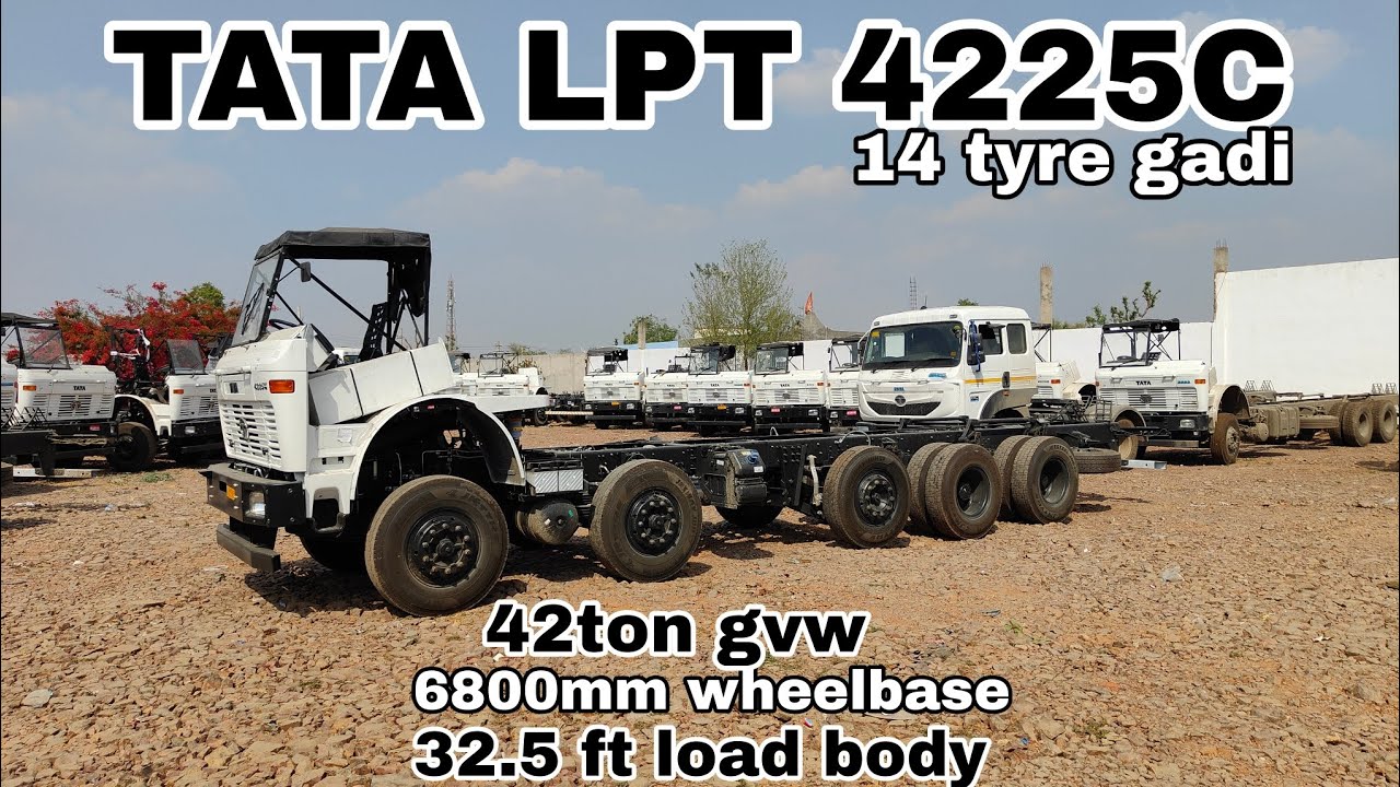 tata lpt 4225c cwl truck chassis 250hp Cummins engine 42ton gvw 32.5ft ...