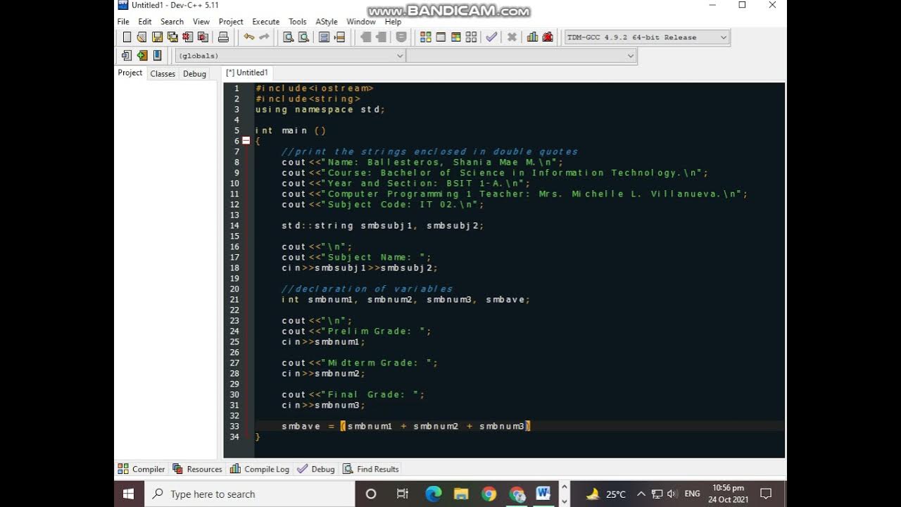 BASICS OF C++ // Machine Problem 1 - YouTube