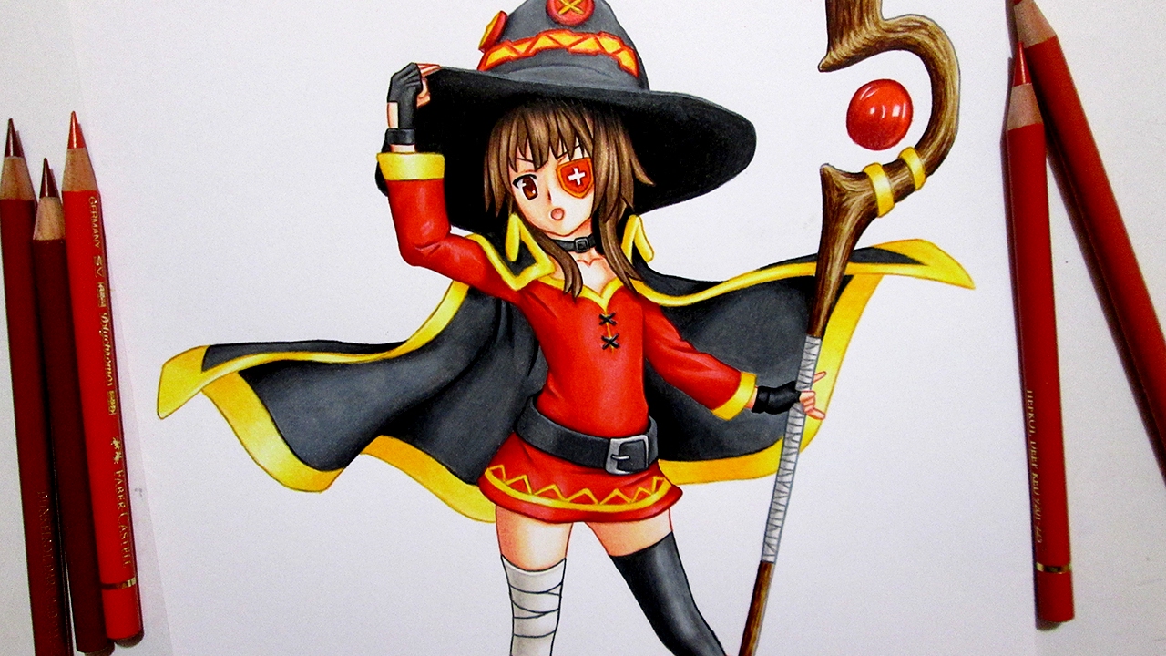 Speed Drawing Megumin || KonoSuba - YouTube