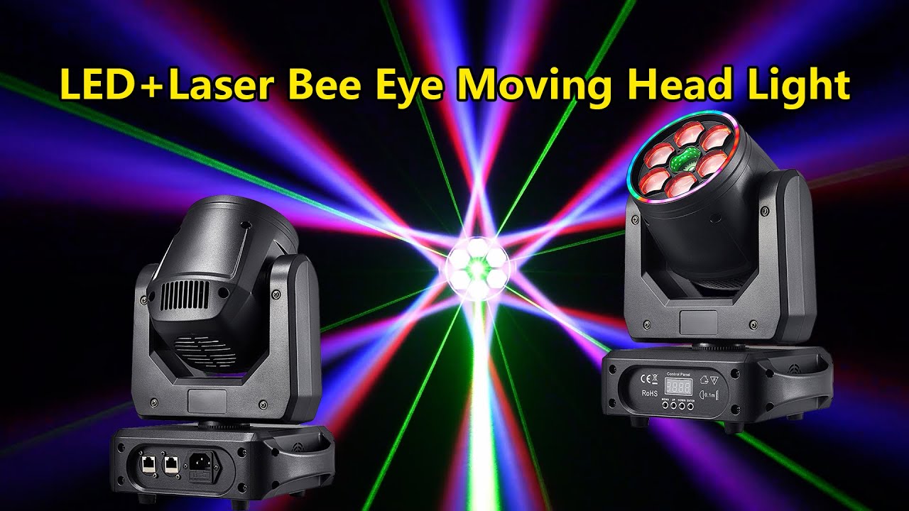 LED+Laser Bee Eye Moving Head Light. - YouTube