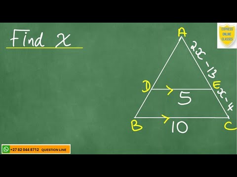 Grade 12 : Similar Triangles Find x. Corresponding angles. Parallel ...