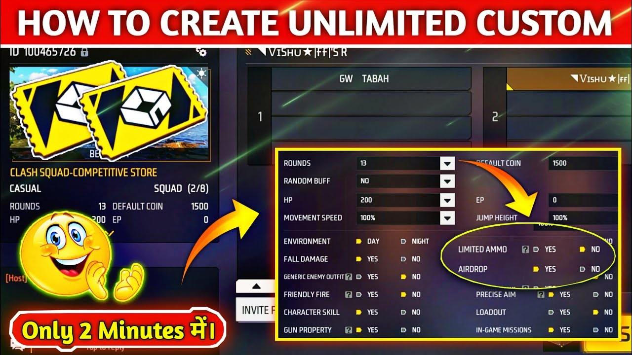 How To Create Yellow Custom Card ? | Free Fire OB35 Updates Custom ...