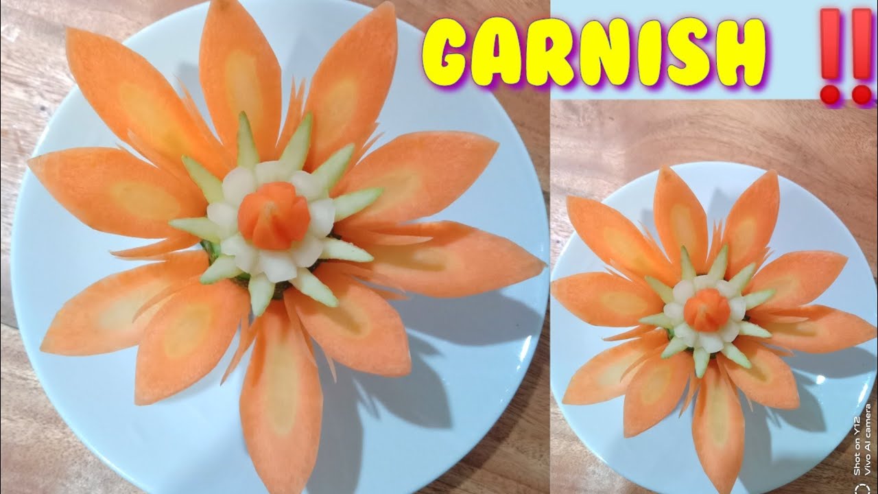 CARA MUDAH MEMBUAT GARNISH BUNGA DARI WORTEL DAN TIMUN - YouTube