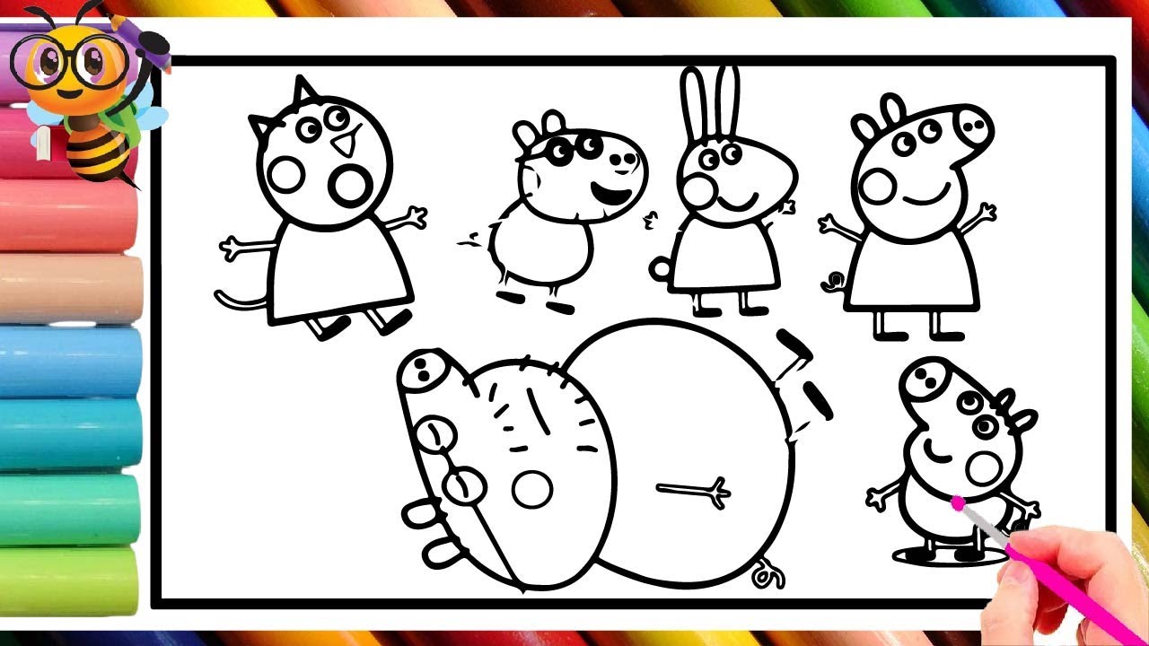 Peppa Pig with daddy pi playing Drawing, Painting and Coloring for Kids ...