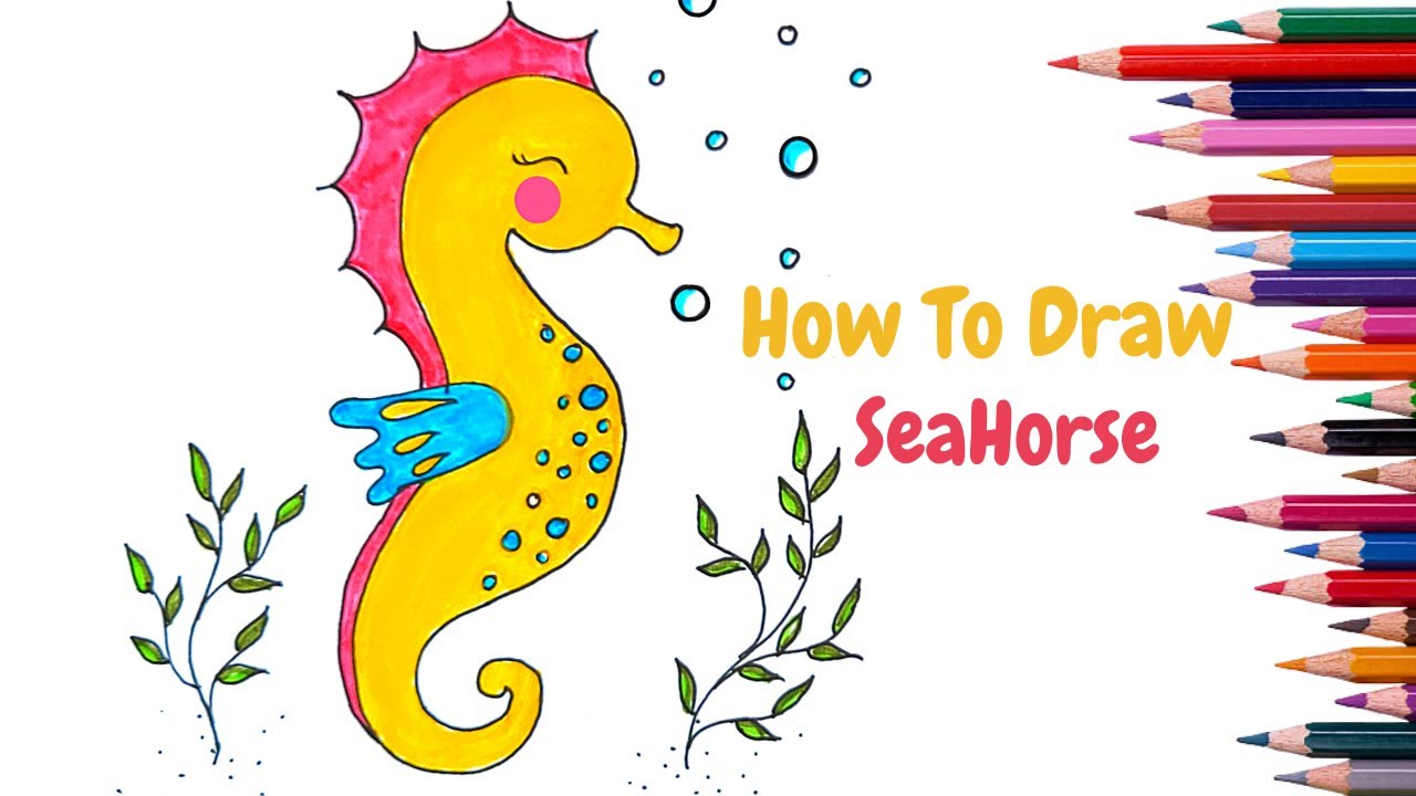 Colorful Seahorse Drawing