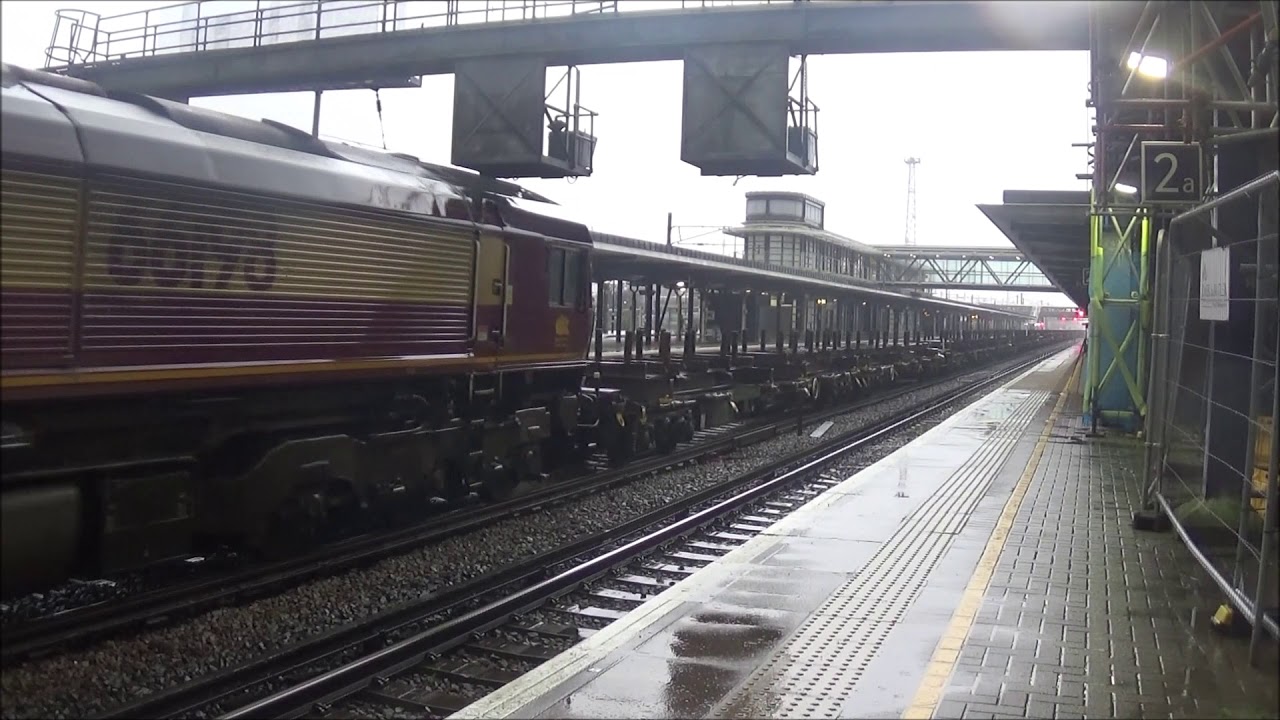 Ews class 66198 pulling steel wagons - YouTube