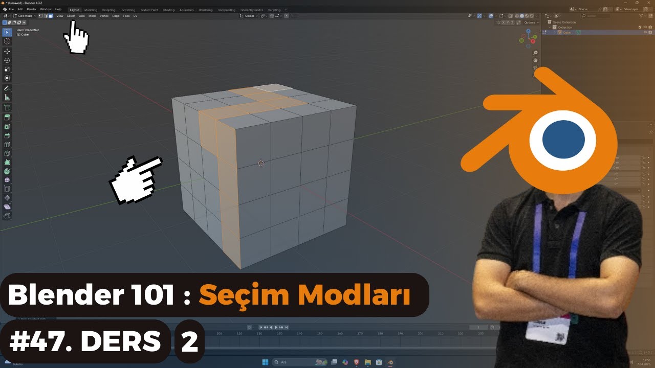 Blender 101 - Seçim Modları 2 | 0'dan 100'e Blender 3D #47 - YouTube