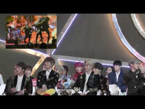 170114 bts seventeen reaction to Hard Carry Golden Disc awards2017