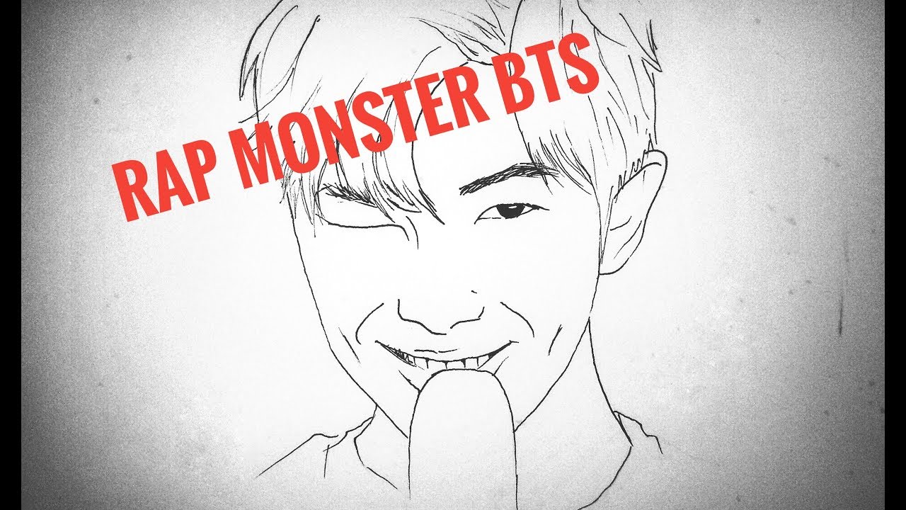 Menggambar Rap monster (BTS) line drawing - YouTube