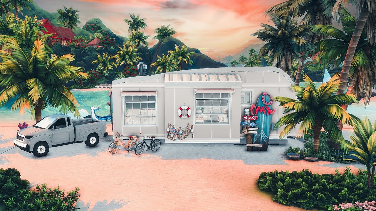 Summer Beach Camper The Sims 4 🌞 NO CC 🌞 Stop Motion Build - YouTube