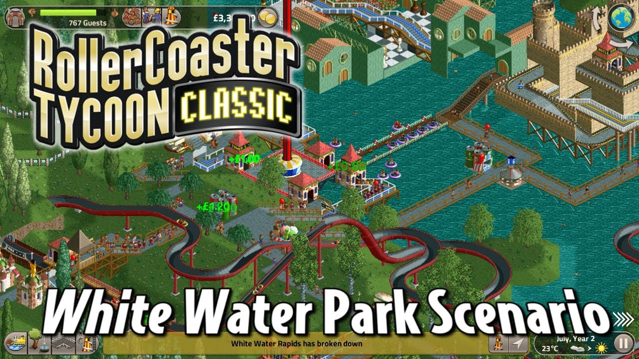 RollerCoaster Tycoon Classic | White Water Park Scenario EASY METHOD 🎢 ...