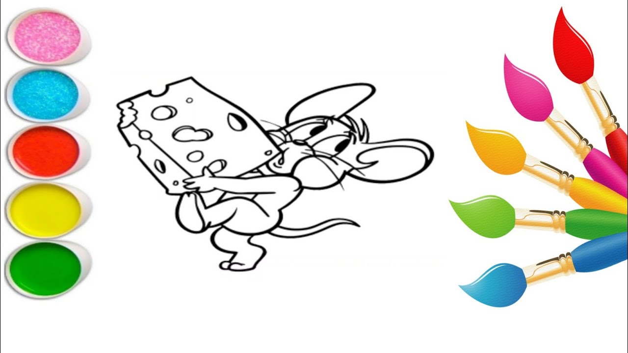 How to draw Jerry with cheese, painting and coloring for Kids. - YouTube
